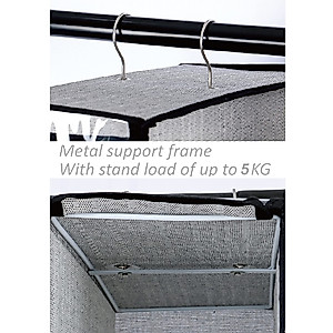 Japarismo Hanging Handbag Purse Closet Organizer Dust Shield Storage Systems Clothing Accessories Rack Dustproof Cover Shelves (Light Gray, 3 Shelves)