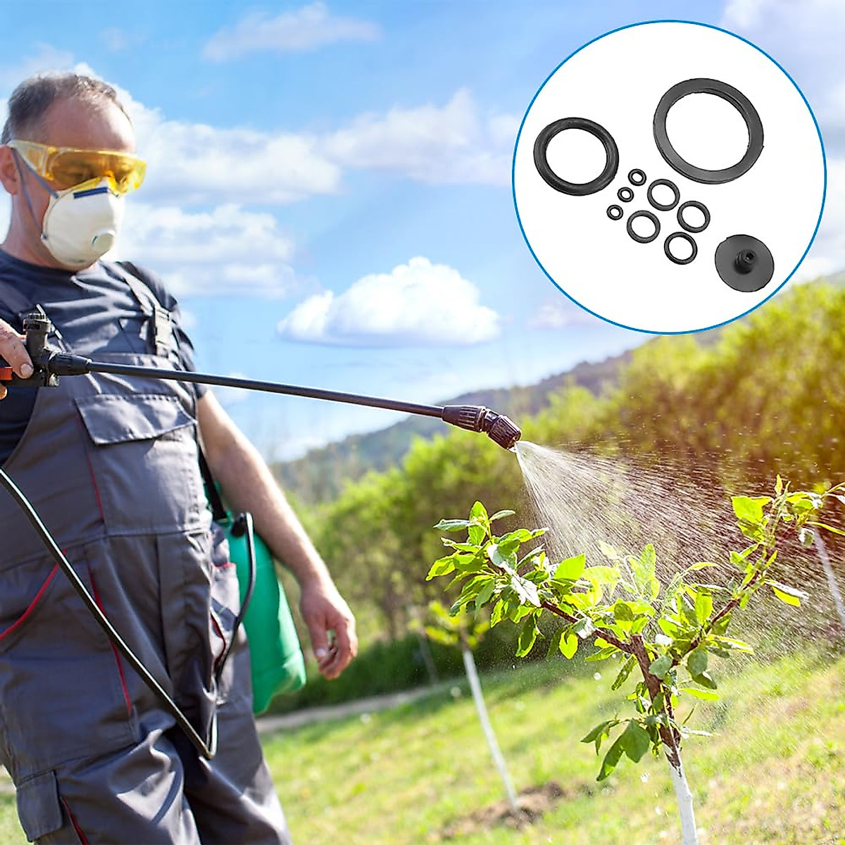 Msiud Sprayer Rubber Sealing Rings, O Type Essential Replacement Garden Seals Parts Pump Backpack Machine Irrigation Accessories Universal Seal Gasket Spare Complete Tough Compatible Piston Repair