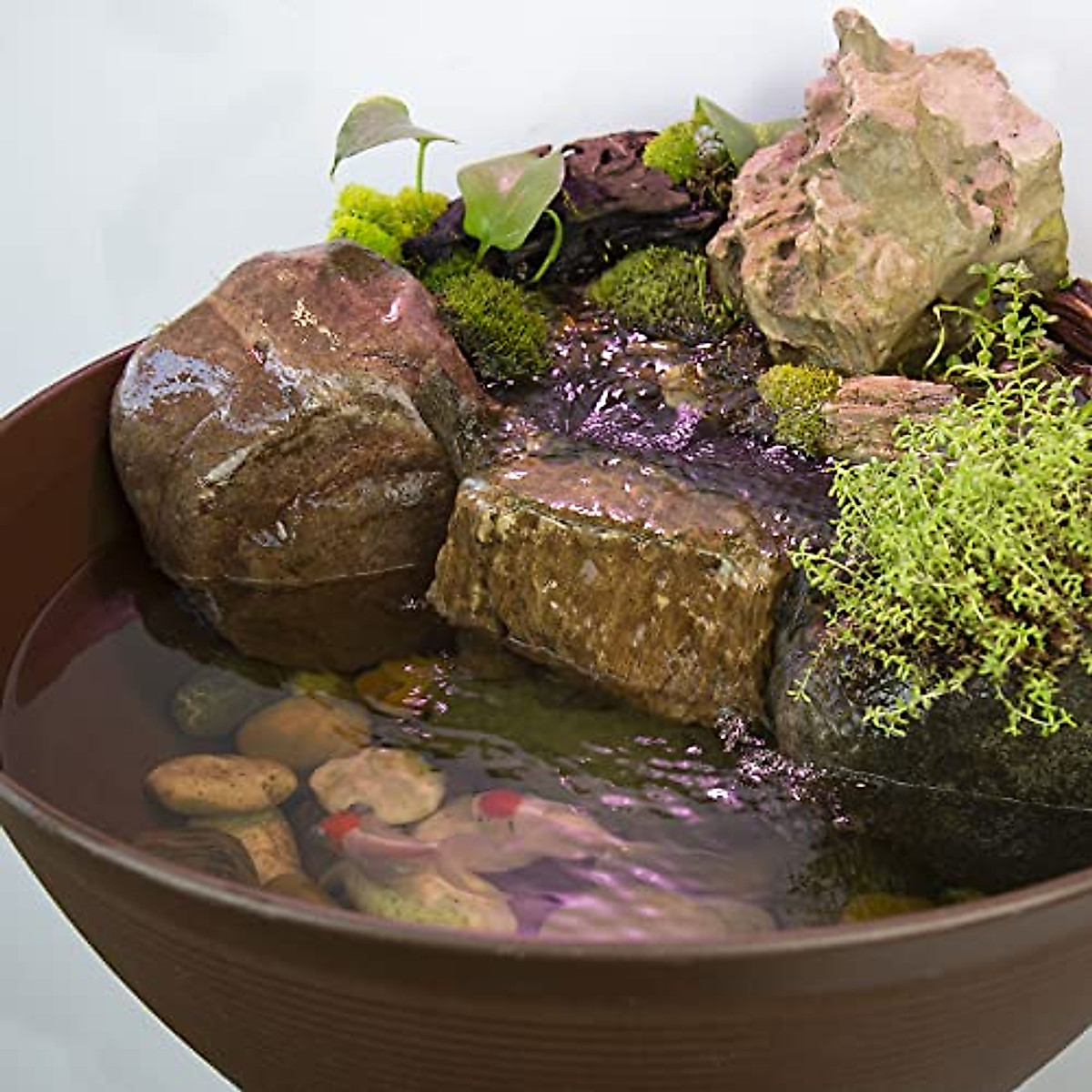 Aquascape 78325 AquaGarden Pond and Waterfall Kit Container Water Garden, Measures 23. 5-inch in Diameter and 9 7/8-inch Tall, Brown