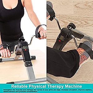 MerchMixer Foldable Exercise Bike Pedal Fitness Exerciser Cycle Bike w/LCD Display Mini Pedal Exerciser for Leg Arm Physical Therapy Home Office Gym