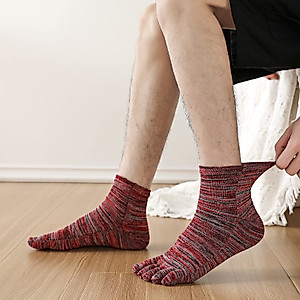 Hellomamma Mens Toe Socks Five Finger Sock Boys Running Athletic Cotton Ankle Sox 5 Pairs