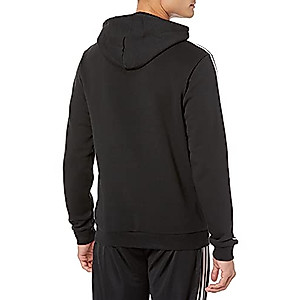 adidas Men's Standard 3-Stripes Fleece Hooded Sweatshirt, Black/White, Large