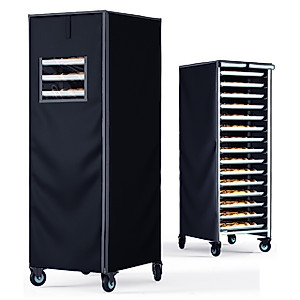 Bakery Rack Cover with Zipper, 20tier Sheet Pan Rack/Bun Pan Rack Cover with Vents, Bread Rack Cover ，23"X28"X64" High Density Waterproof and Dustproof Bread Rack
