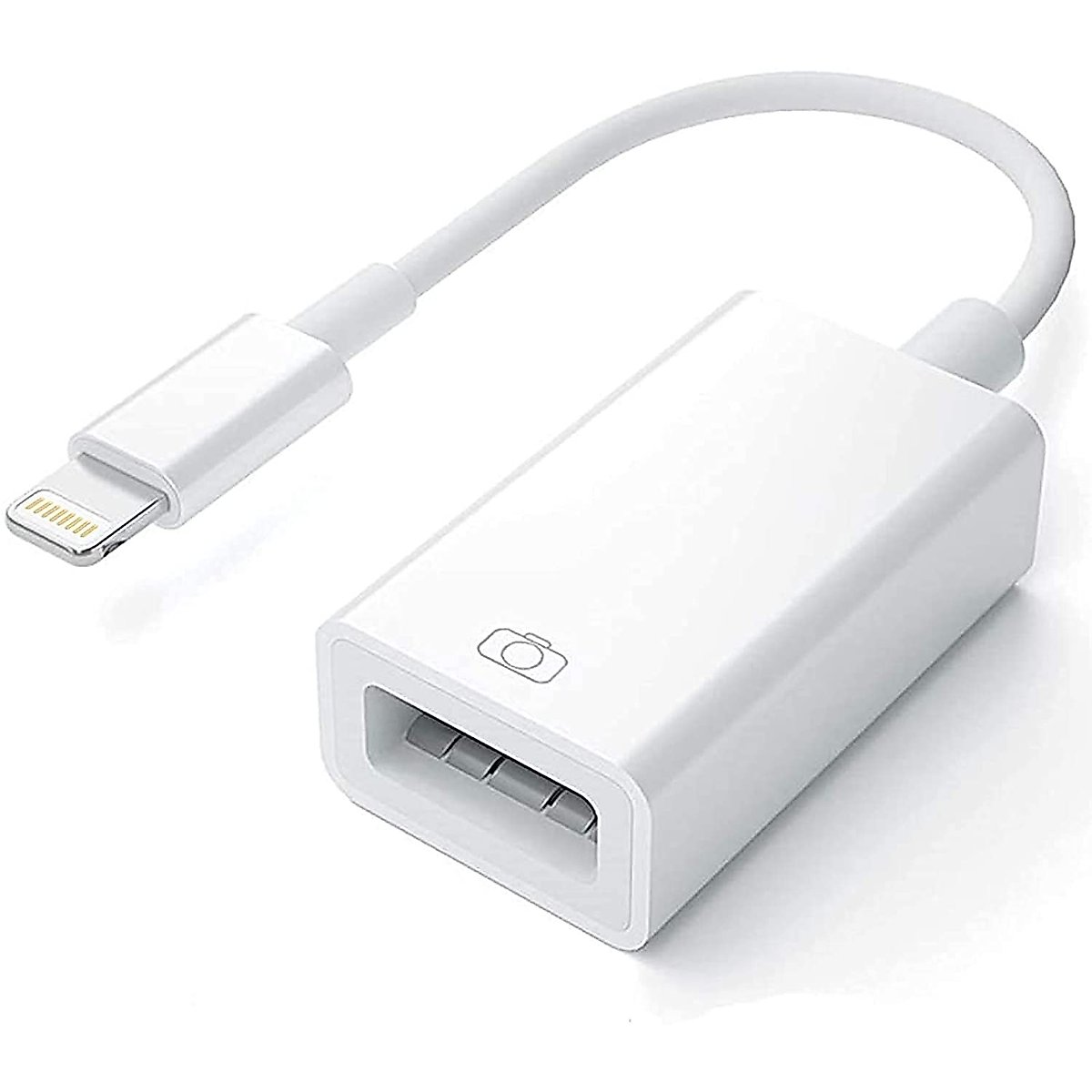 Apple Lightning to USB Camera Adapter, USB 3.0 OTG Cable for iPhone/iPad to Connect Card Reader, USB Flash Drive, U Disk, Keyboard, Mouse, Hubs, MIDI, Plug & Play (White)