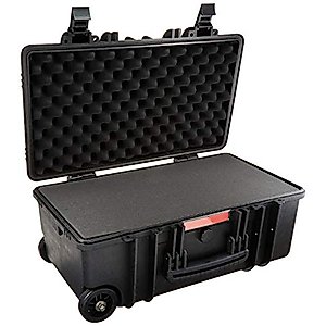 Amazon Basics Large Hard Rolling Camera Case, Solid, Black, 22"L x 14"W x 9.8"H