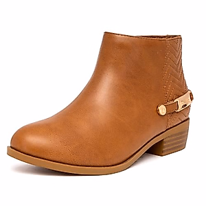 Nautica Kids Girls Ankle Bootie With Side Buckle and Zipper, Dress Boot -For Youth -Anper-Tan -13