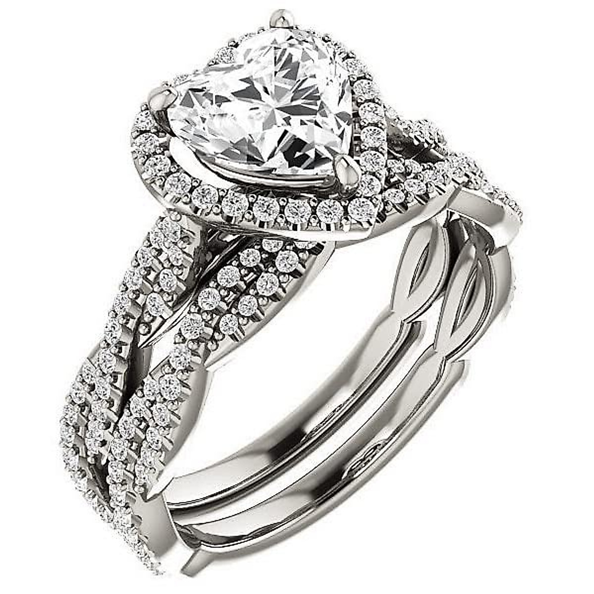 JEWELERYN 4 CT Heart Colorless Moissanite Engagement Ring for Women/Her, Wedding Bridal Ring Set, Eternity Sterling Silver Solid Gold Diamond Solitaire 3-Prong Set for Her (8.5)