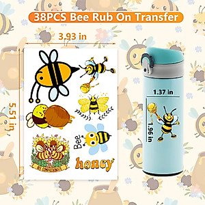 6 Sheets Bee Rub On Transfers for Crafts, 5.5 x 4 Inch Rub On Transfers Stickers, Bee Rub-On Transfers Decals for DIY Wood Paper Water Bottle (Bee)