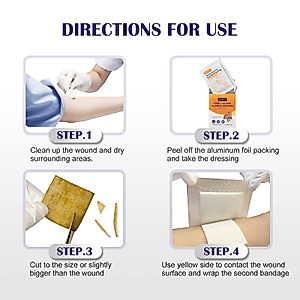 [Pack of 10] Honey Calcium Alginate Dressing 2”x2”, Honey Wound Patches with Calcium, Fast Healing Honey Pads for Bedsores, Surgical Wound, Diabetic Foot Ulcers, Burns and Skin Tears