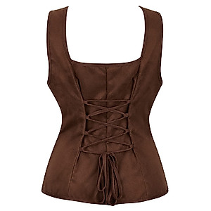 Pirate Costume Women Viking Costume Medieval Renaissance Ren Faire Costume Outfit Women Bodice Brown Vest Size M