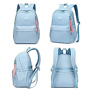 Caran·Y Kids Backpack Girls and Boys Classic School Backpack Light Weight Two Size Multi-pocket Aqua-Blue Suitable for ages 6+ and above（Aqua Blue）