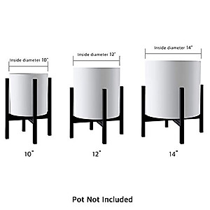 FaithLand Mid Century Plant Stand Indoor Outdoor(Plant Pot Not Included), Hold Up to 14 Inch Planter, Metal Planter Stand, Potted Plant Holder, Black - Fits Snake Plant - Upgraded Design