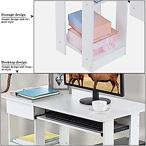 PP Modern Computer Desk with Storage Shelves Study PC Laptop for Small Spaces Save Your Place Office Writing Computer Desks Good Design Award
