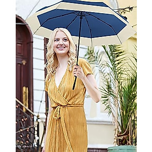 LEAGERA Small Travel Umbrella - Compact Canopy Diameter 40.5inch, Automatic Collapsible Rain Umbrellas for Women, 190T Waterproof Pongee Fabric for Breeze Wind&Rain, Dark Blue