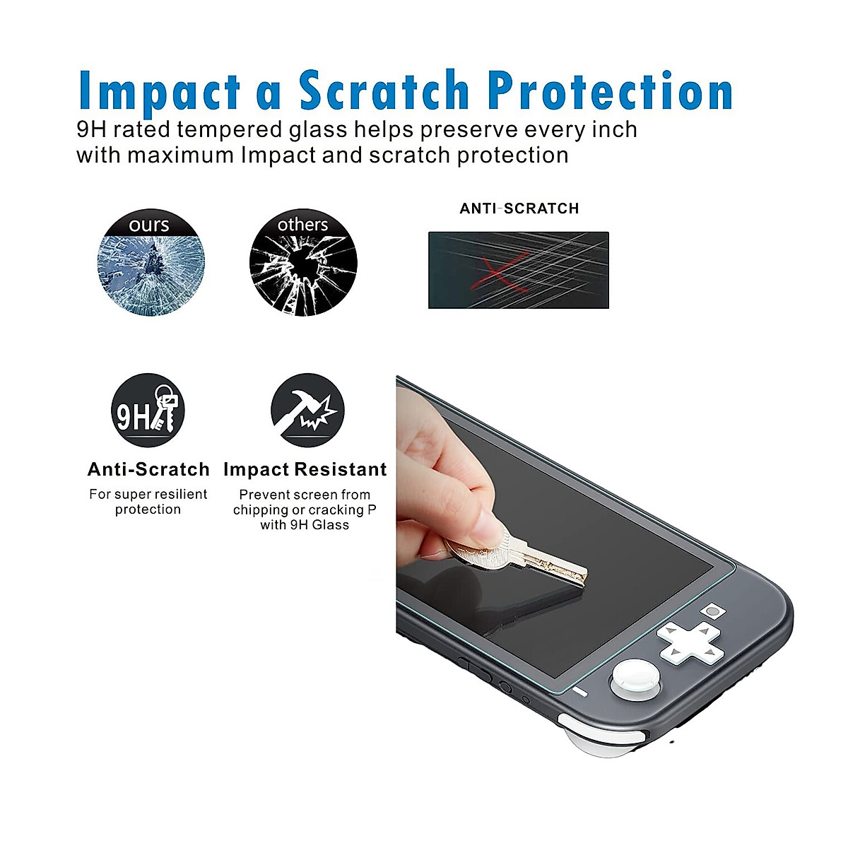 Entwth Anti Blue Light Tempered Glass Screen Protector[2 Pack] for Switch 6.2-inch[Eye Care,Relieve Eye Fatigue] Blocks Excessive Harmful Blue Light & UV 9H Anti Glare Anti-Scratches