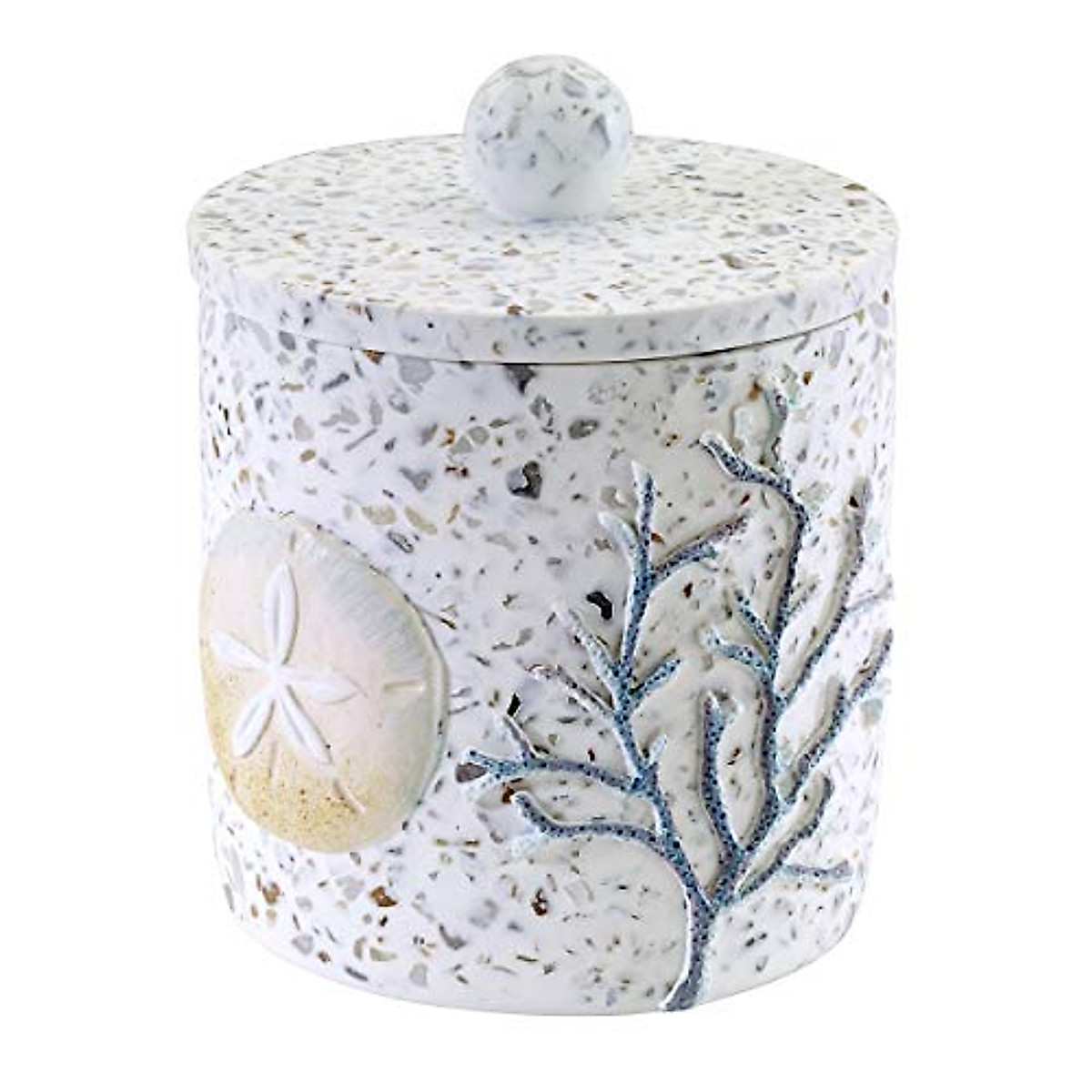 Avanti Linens - Covered Jar, Countertop Organizer, Sea Inspired Home Decor (Coastal Terrazo Collection)