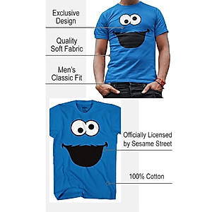Sesame Street Cookie Monster Face T-Shirt for Men Adult Merch Graphic Tshirt Men's Tee 2X 2XL XX-Large (Blue, XX-Large)