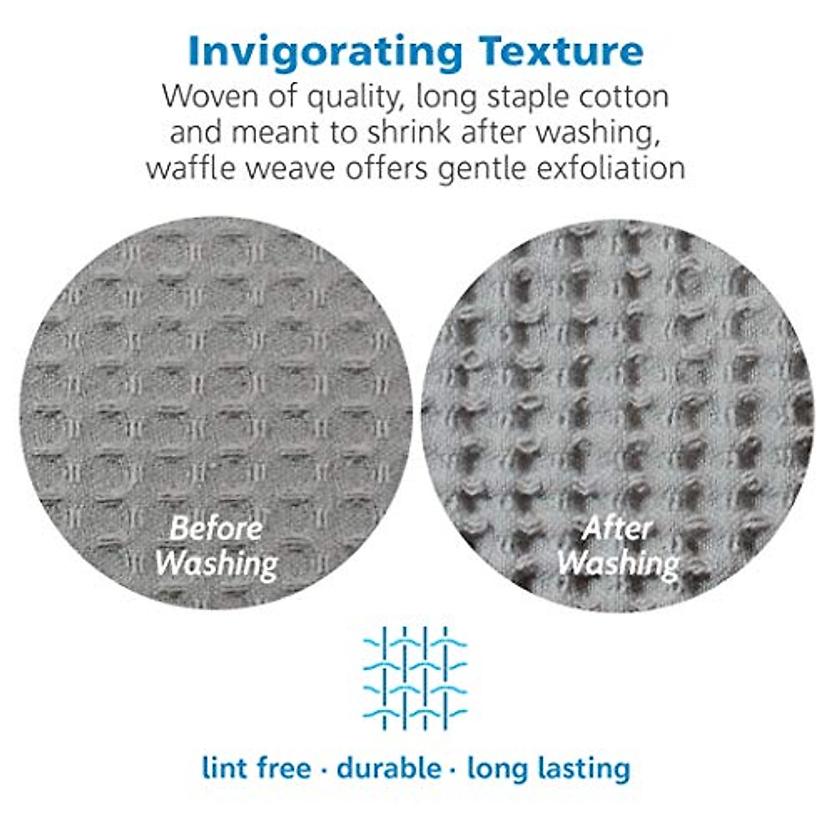 GILDEN TREE Waffle Towel Quick Dry Thin Exfoliating, 4 Pack Washcloths for Face Body, Classic Style (Pewter)