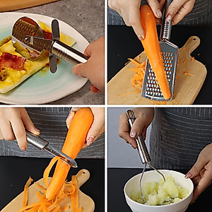 KESUPAIR Silicone Kitchen Utensils Set, 46 pcs Cooking Utensils Set-Silicone Spatula Set- Kitchen Gadgets and Tools with Holder-Wooden Handle Silicone Kitchen Utensil with Tongs,Grater (Drk Grey)