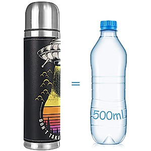 Water Bottle Ufo Sunset Retro Mug 16Oz Stainless Steel Insulated Tumbler Coffee Mug Travel Vacuum Cup 10.2x2.6 in