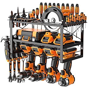 Bovkeoy Power Tool Organizer Wall Mount for Tool Storgae, 3 Layers Drill Holder Tool Organizers and Storage for Garage Organization Utility Rack with Screwdriver Holder/Plier Holder/Hammer Holder