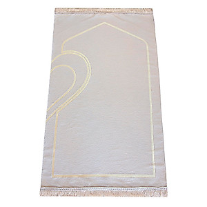 ihvan online, Muslim Prayer Rug for Couples, Praying Mat Set for Women & Men, Heart Patterned, Soft, Prayer Beads, Islamic Gifts for Ramadan Eid Valentines Day, Two Pieces, White-Black