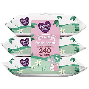 Parent's Choice Light & Fresh Baby Wipes, 3 Flip-Top Packs of 80 (240 Total Wipes)