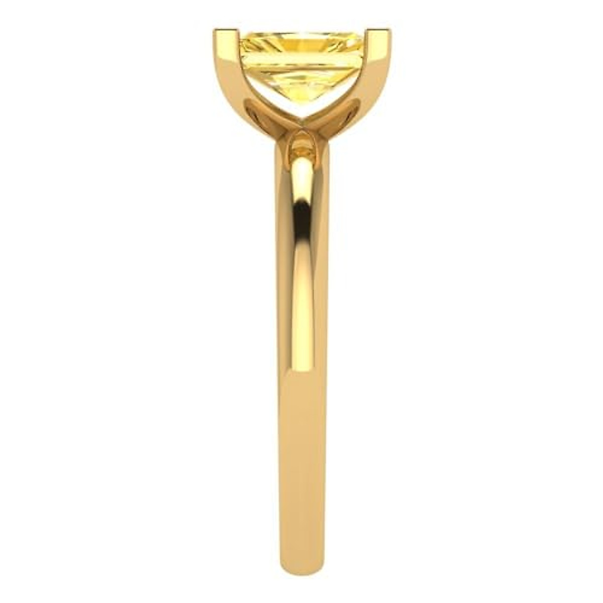 Clara Pucci 1.0 ct Emerald Cut Solitaire Natural Yellow Citrine gemstone Bridal Designer Anniversary Engagement Ring 14k Yellow Gold