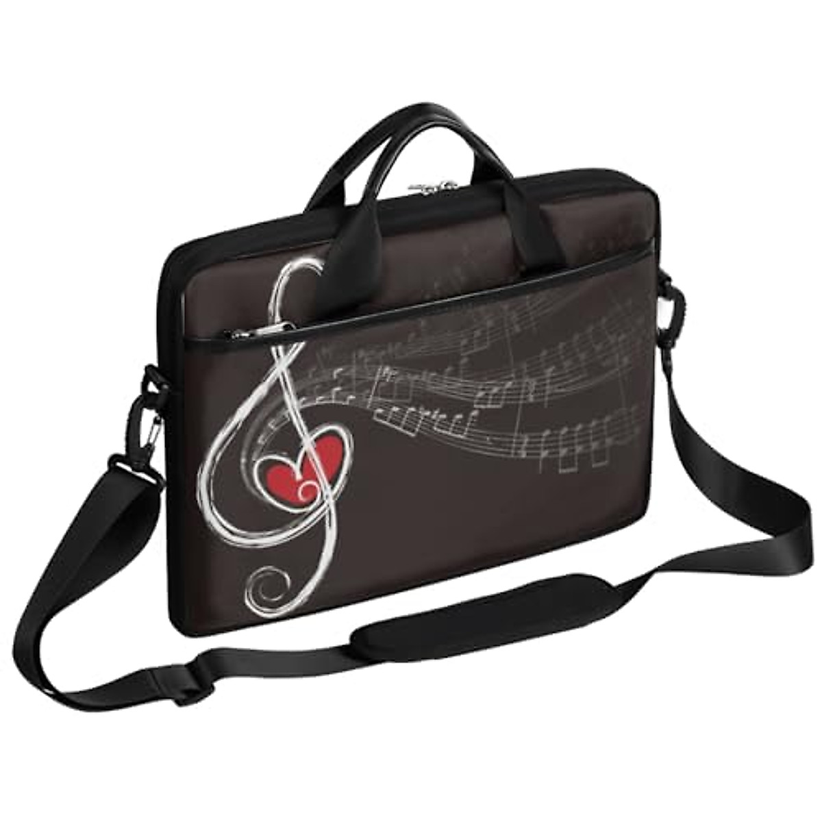 Music Notes Laptop Computer Bag Waterproof Shoulder Messenger Bag 13-15 inch Durable Laptop Tote Bag with Shoulder Strap Handle Lightweight Crossbody Briefcase