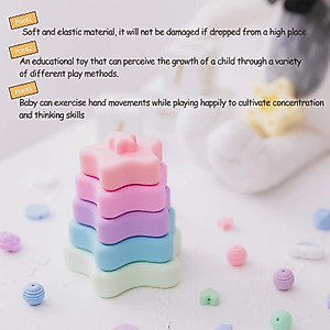 Promise Babe Stacking Toys, Silicone Stacking Rings Teething Toy with Star Shape, Soft Building Blocks, Montessori Early Educational Toy for 6 Month+ Boys & Girls 6Pcs