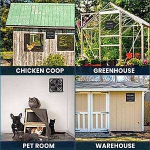 HG Power 10 Inch Shutter Exhaust Fan with Mesh Screen, 647CFM Low Noise Shed Exhaust Fan for Ventilation Use, 10" Silent Wall Mounted Extractor Fan for Basement, Gable, Chicken Coop, Black