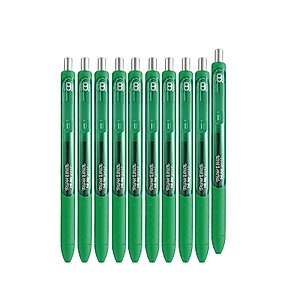 Paper Mate Inkjoy Gel Retractable Gel Ink Pens, Pack of 10 (Green, Medium Point)