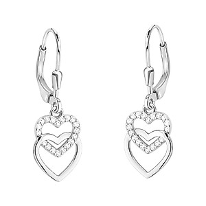 SOFIA MILANI - Solid 925 Sterling Silver Earrings for Women - Heart Dangle Earrings - 20453