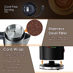HOMOKUS Electric Coffee Percolator 12 CUPS Percolator Coffee Pot, 800W Percolator Coffee Maker Stainless Steel with Clear Knob Cool-touch Handle, Silver Coffee Pot Percolator Auto Keep Warm Function