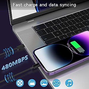 Phone Charger [MFi Certified] 3 Pack 20W PD USB C Wall Fast Charger Adapter with 3 Pack 6FT Type C to Lightning Cable Compatible for iPhone 14 13 12 11 Pro Max XR XS X,iPad (Transparent Black)