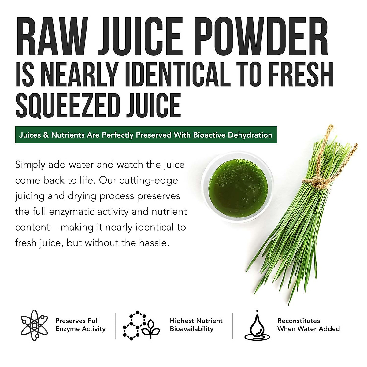 Organic Wheatgrass Juice Powder - Organic, Grown in Volcanic Soil of Utah - Raw BioActive Form, Cold-Pressed Then CO2 Dried, 20:1 Concentrate Juice Extract - Unflavored (5.3 oz – 50 Servings)