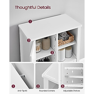 VASAGLE Bathroom Floor Storage Cabinet, Bathroom Cabinet Freestanding, Kitchen Cabinet, with Open Compartment, 2 Drawers, Adjustable Shelves, 11.8 x 21.7 x 31.5 Inches, White UBBC543P31