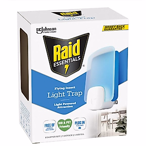 Essentials Flying Insect Light Trap Starter Kit + 1 Light Bug Trap Device + 1 Refill