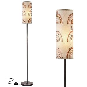 RZNTJHUINA Boho Standing Lamps Hand Drawn Collection for Nursery Decoration Rainbows Pastel Minimalist Floor Lamp Metal Pole Lamp with Linen Lampshade for Bedroom Living Room Office Nursery Reading