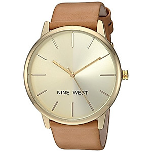 Nine West Women's Gold-Tone and Caramel Colored Strap Watch