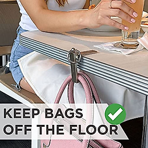 KeySmart BagHang Plus - 2-in-1 Purse Hook for Table & Phone Stand - Bag Holder and Hanger for Table Tops - Keychain Purse Hanger for Desk - Easy to Clip and Strong Grip Carabiner - Stainless Steel