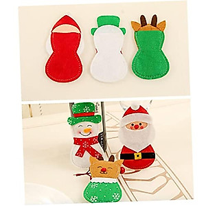 NOLITOY 3 pcs Color Silverware Holders for Holder Dining Fork Table Pocket Holiday Dinner Storage Cover Claus Christmas Elements Decor Festival Supplies Kitchen Spoon Utensil Pockets