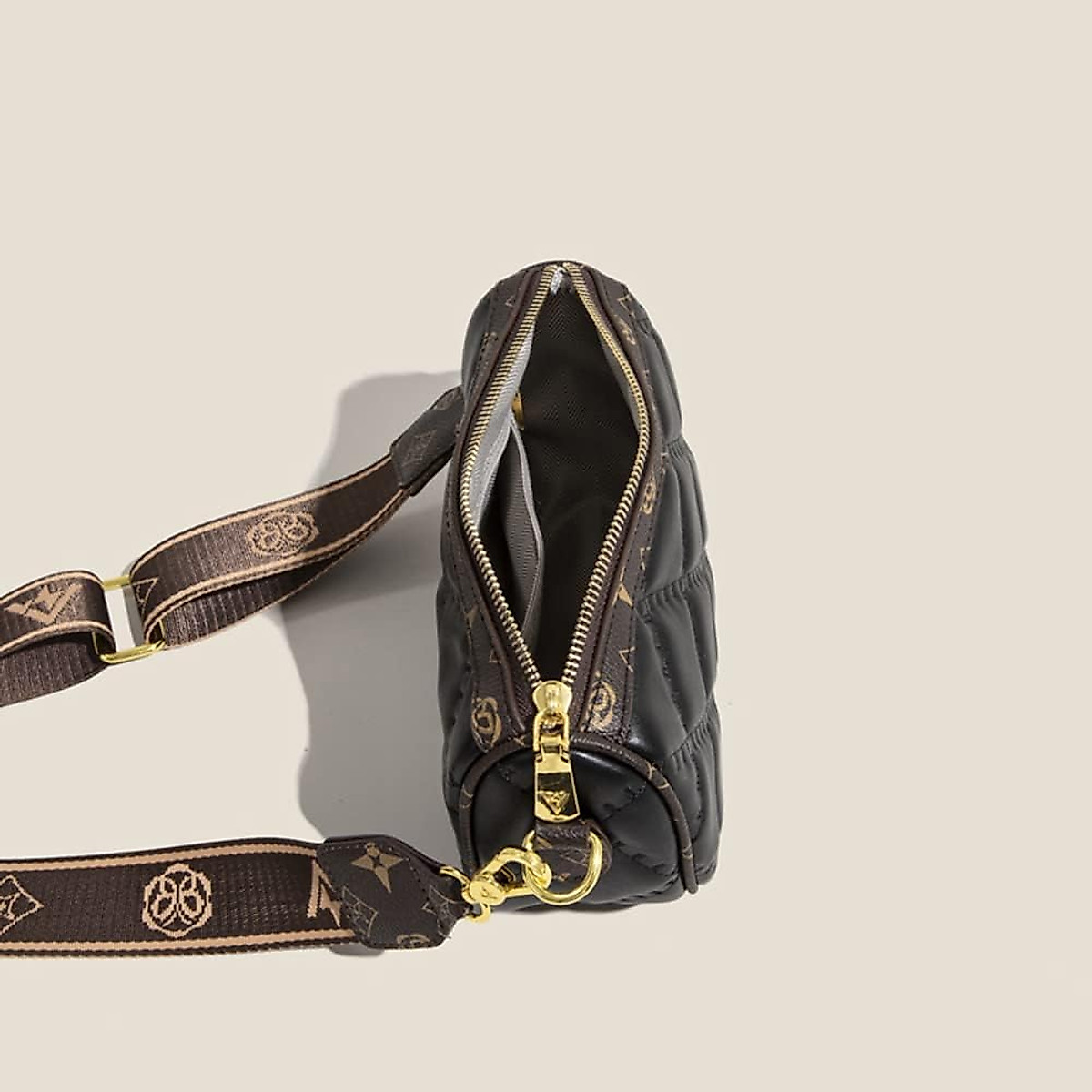 GUSEES LuckSeed Small Crossbody Bags for Women Quilted Leather Shoulder Bag Handbags Clutch Purses, Black