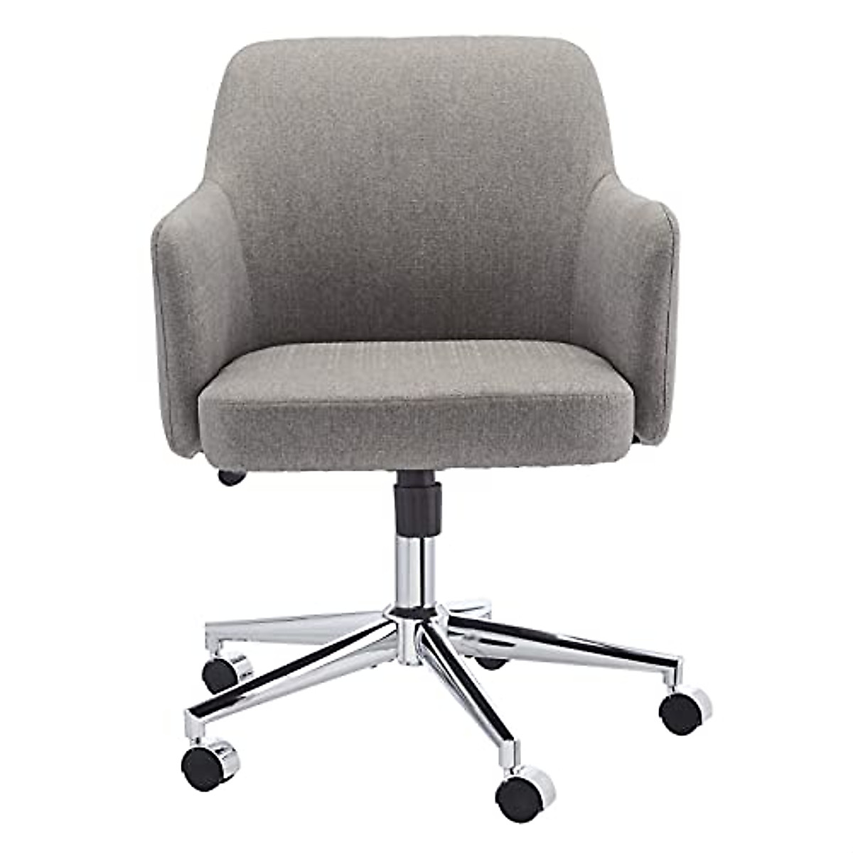 Amazon Basics Upholstered Home Office 360 Degree Swivel Rolling Desk Chair with Arms and Adjustable-Height - Light Gray, 25"D x 23.25"W x 36.25"H