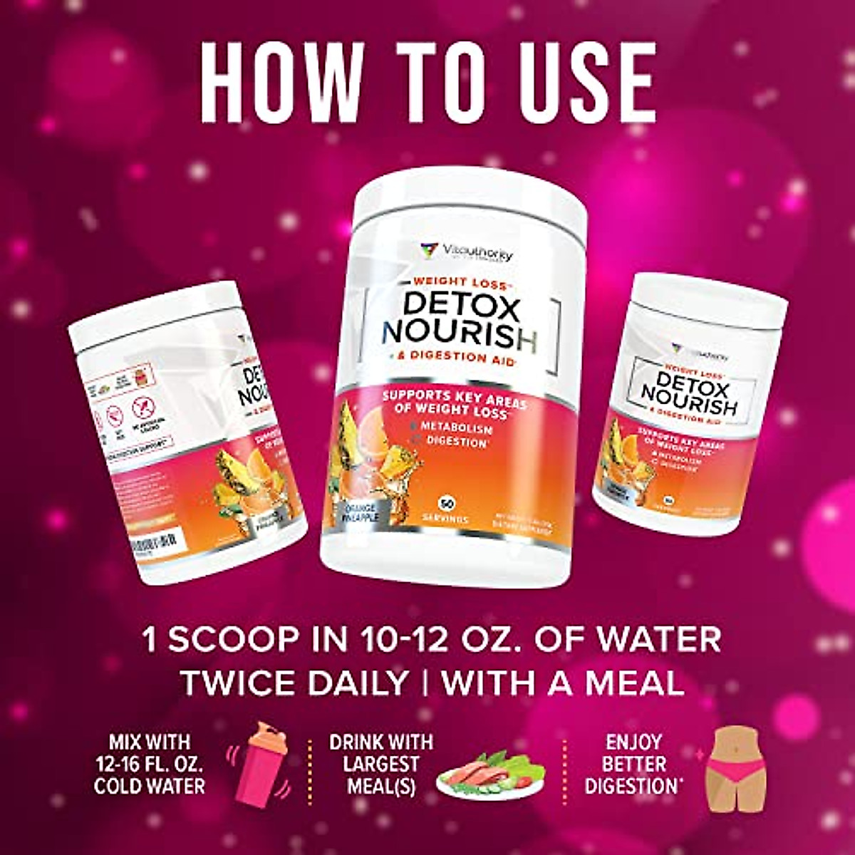 Nourishing Gut Cleanse and Detox Powder - Invigorating Gut Health Powder Detox Drink with Apple Cider Vinegar and Digestive Enzymes for Better Energy Digestion and Bloating Relief for Women and Men