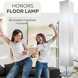 LIGHTACCENTS Honors Paper Floor Lamp 59-Inches Tall - Japanese Style Standing Lamp with Chrome Base and White Paper Shade, On/Off Foot Switch - Floor Lamps for Living Room Decor - Bedroom lamp