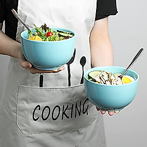 Vasa Casa Ultra-Deep 30 Ounces Soup Bowls, Large Cereal Bowls, Ceramic Serving Bowls Set for Kitchen, Rice, Pasta, Salad, Oatmeal and Noodle, Dishwasher & Microwave Safe, Set of 4, Turquoise