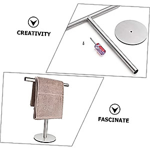 Zerodeko Stainless Steel Towel Bar Towel Hooks Washcloths Hand Towel Stand T-Shape Towel Rack Countertop Towel Stand Watch Rack Standing Towel Storage Holder Balanced Base Towel Holder Pole