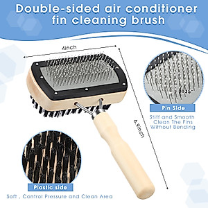 Boao 3 Pieces Air Conditioner Condenser Fin Cleaning Brush, Stainless Steel Air Conditioner Fin Cleaner, Refrigerator Coil Cleaning Whisk Brush (Classic)