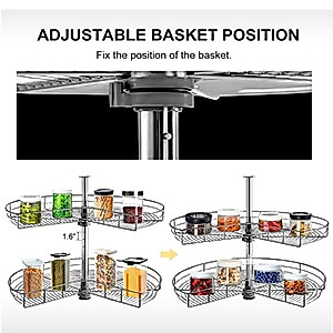 Kidney Chrome Lazy Susan,2 Tier Adjustable Kitchen Corner Cabinet Organizer 32" Blind Corner Shelf for Space Saving Corner Cabinet Blind Shelf